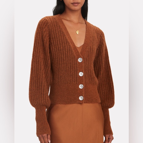 INTERMIX | Sweaters | Intermix Ella Jewel Cardigan Wool Brown Sweater ...